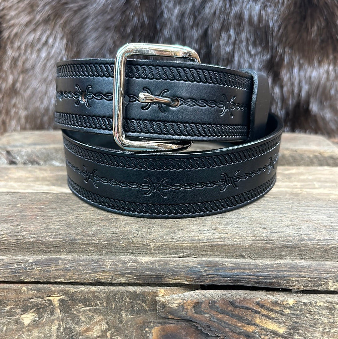 BRENNEMAN'S BLACK LEATHER BARBWIRE BELT – Hitch'n Post